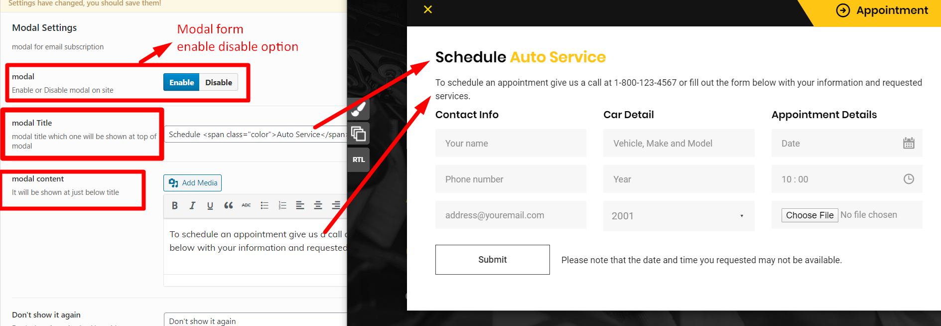Modal Settings | SmartDataSoft