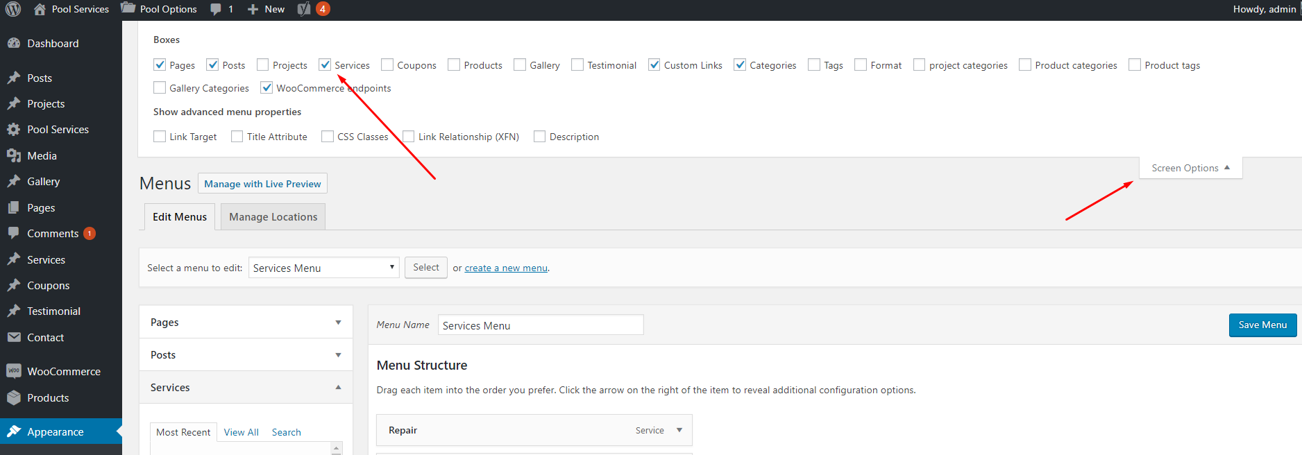 How can I add the new service to the menu? | SmartDataSoft