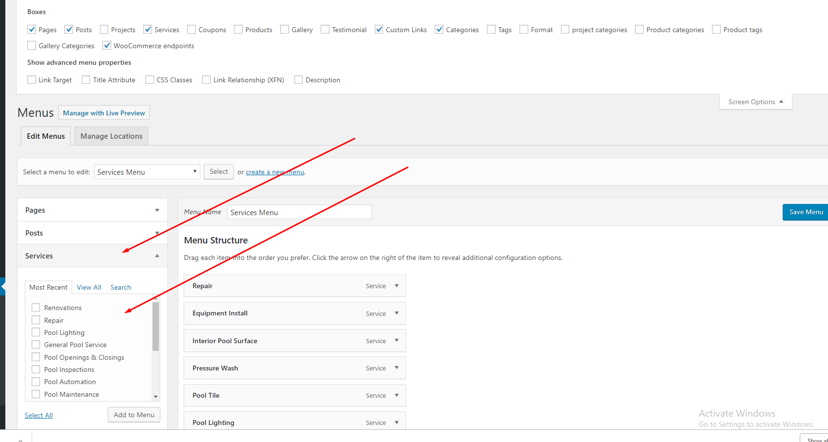 How can I add the new service to the menu? | SmartDataSoft
