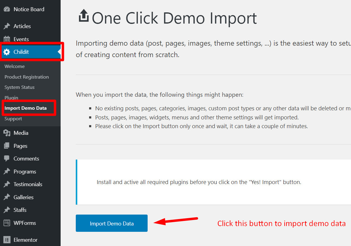 Import demo data - SmartDataSoft
