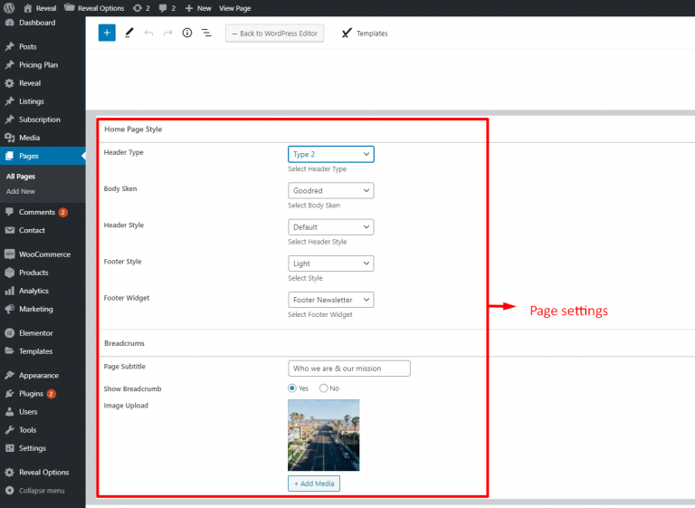 Inner Page settings - SmartDataSoft