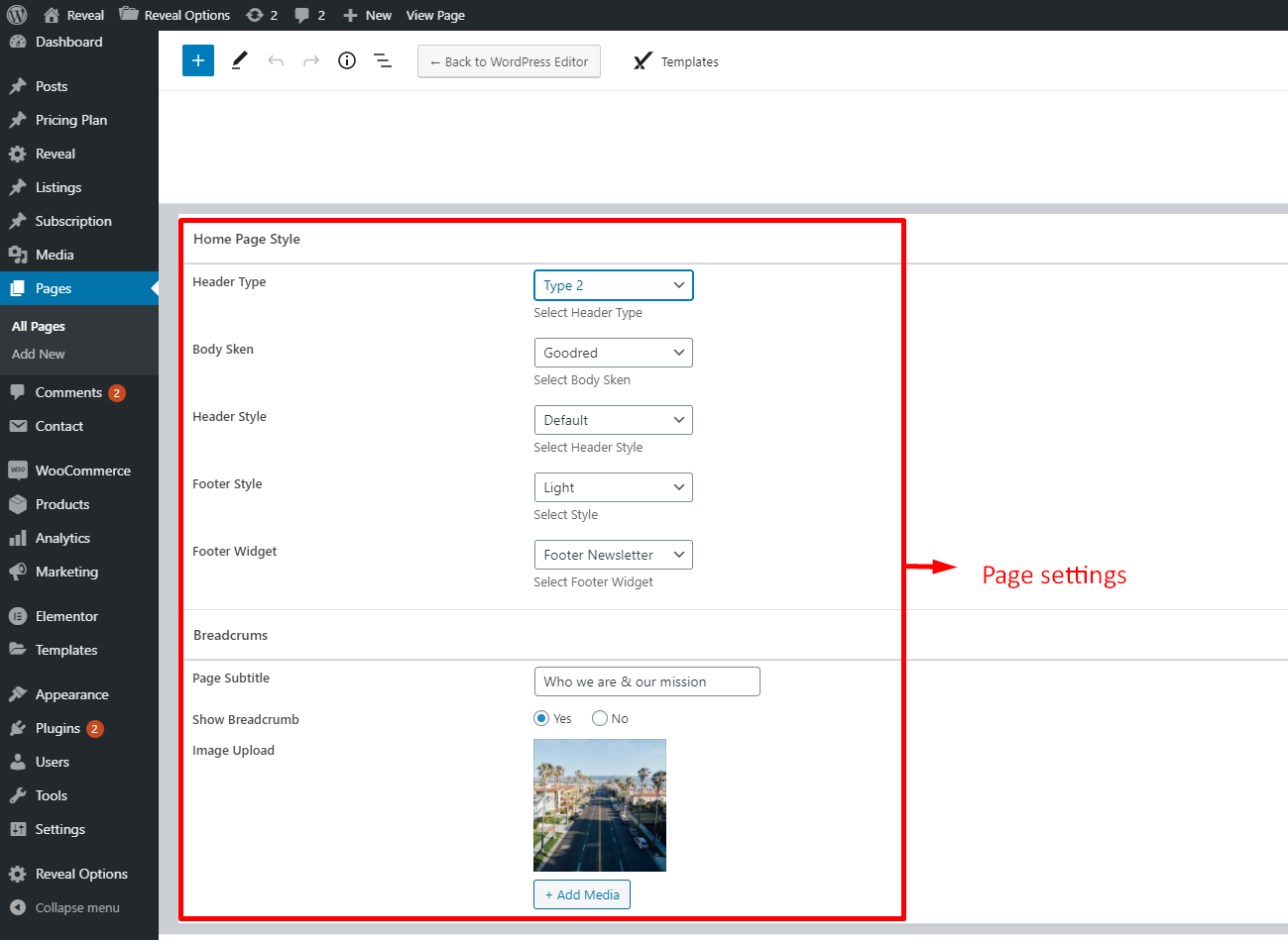 Inner Page settings - SmartDataSoft