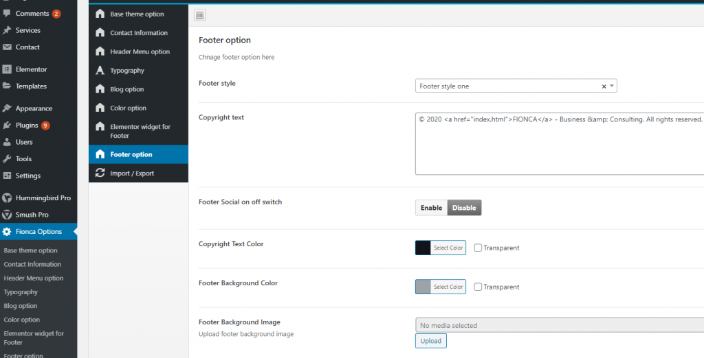 Footer Option SmartDataSoft