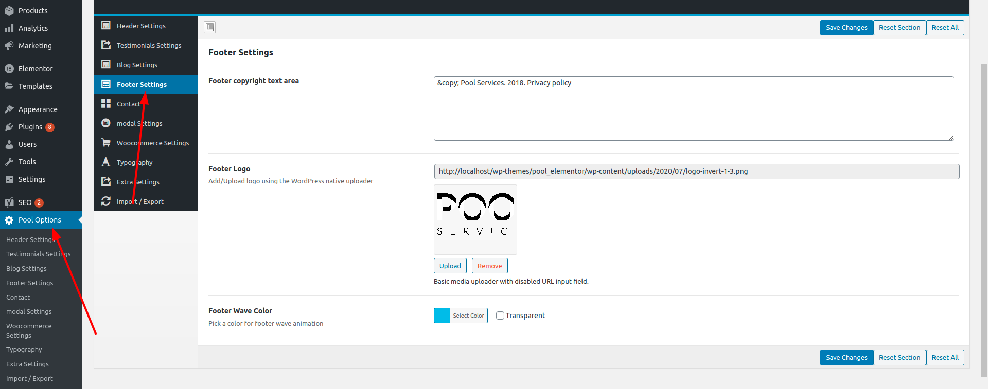 How to Edit Pool Services Footer - SmartDataSoft
