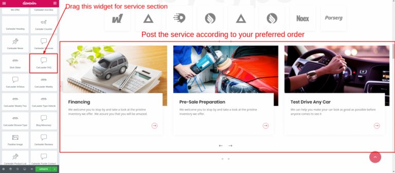 How to add service widget - SmartDataSoft